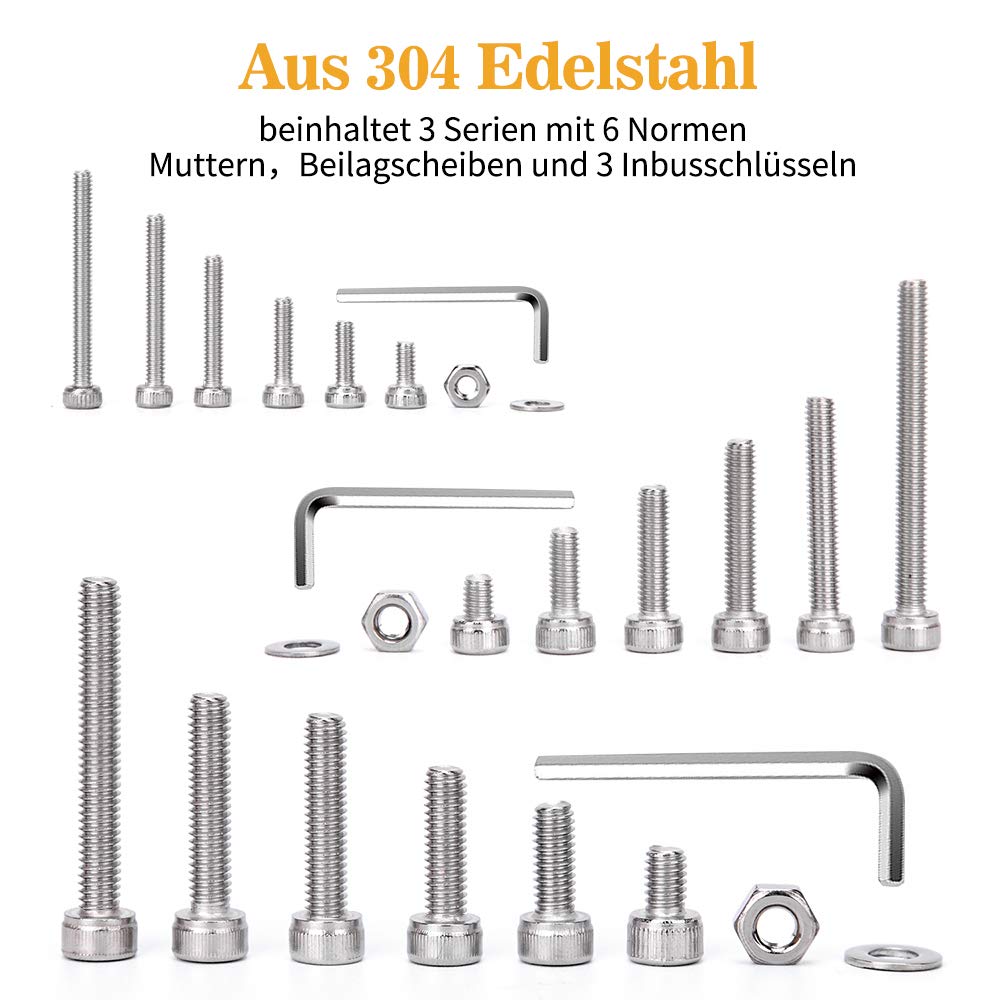 Set 1080 suruburi hexagonale, JENUOS®, Inox, M2/M3/M4, Cutie de ...