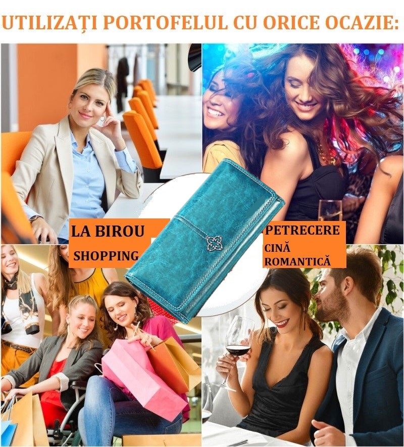 Portofel dama piele, BLEKSY, retro si elegant, inchidere magnetica ...