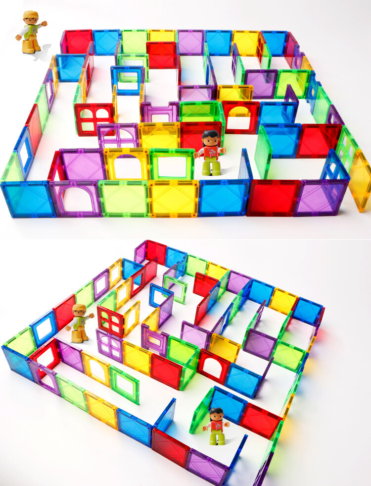 Set inteligent de constructie cu placi magnetice, 116 piese mari, 2 ...