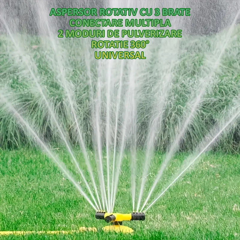 Aspersor rotativ pentru gradina NEXTLY, sistem de irigare cu 3 capete ...