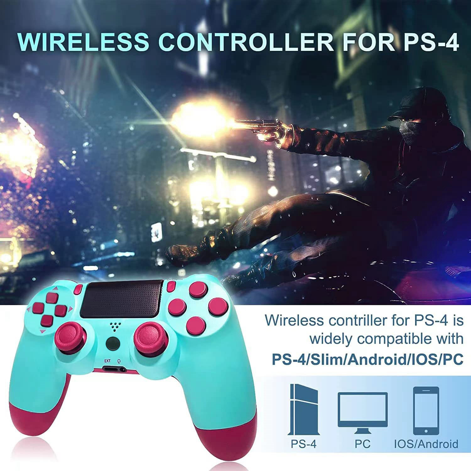 Gamepad wireless pentru PlayStation 4, cu senzor de miscare, vibratii ...