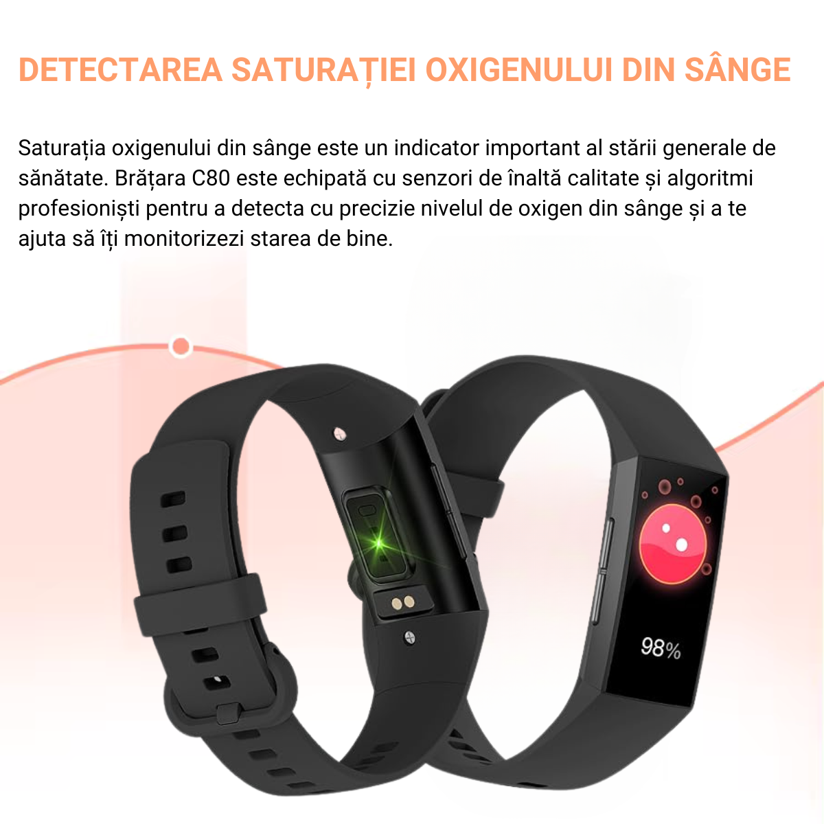 Bratara Fitness, BLEKSY®, 1.1 inch AMOLED, 25 Moduri Sport, Baterie 10 ...