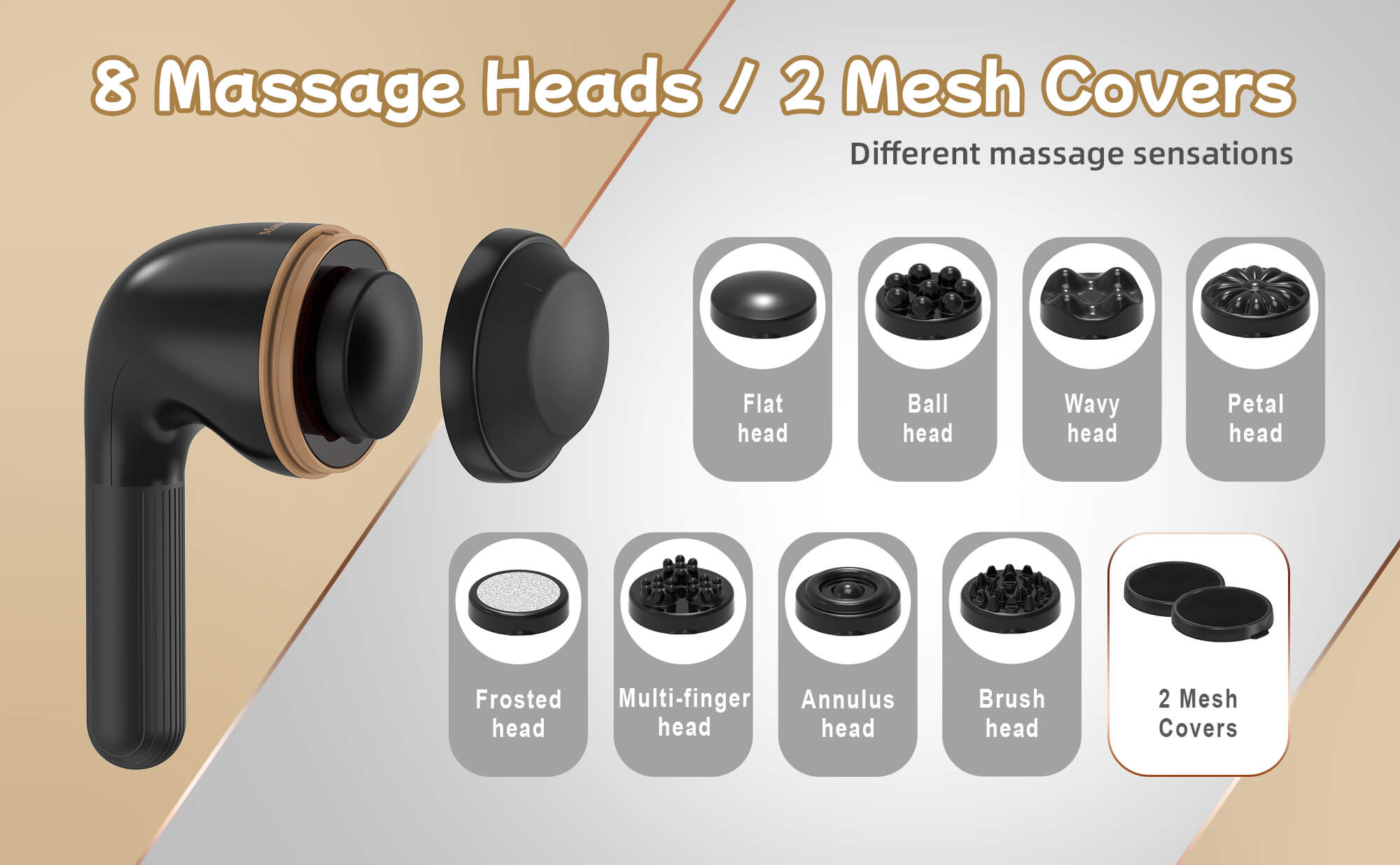 Професионален антицелулитен масажор, SHIJOOE®, безжичен, с 8 масажни глави, с 2 подложки ...