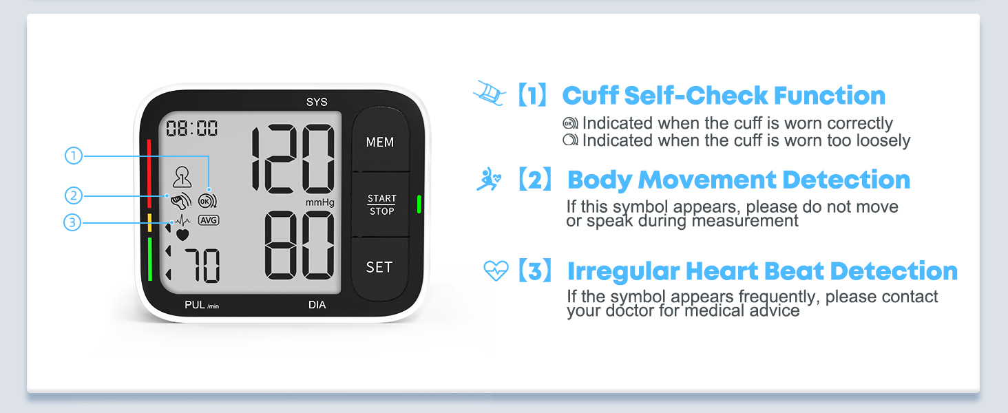 Tensiometru de incheietura SHIJOOE®, Afisaj LCD cu caractere mari，Masurare Tensiune Sistolica ...